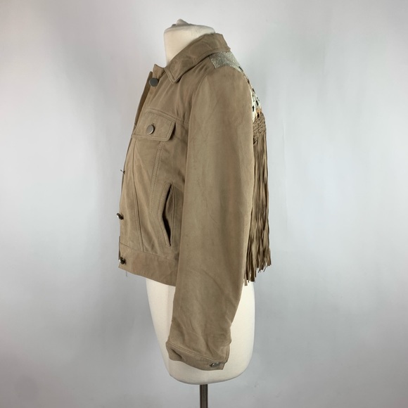 Zara | Jackets & Coats | Zara Beaded Fringe Suede Jacket | Poshmark